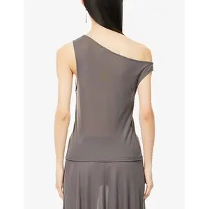 ST. AGNI One-shoulder Jersey Top - Soot