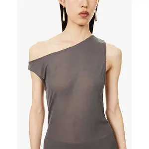 ST. AGNI One-shoulder Jersey Top - Soot