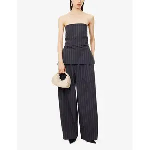 ST. AGNI Striped Strapless Cotton-blend Top - Ink