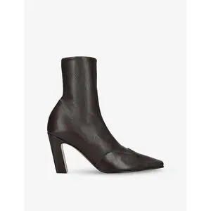 Khaite Nevada 85 Leather Ankle Boots - Dark Brown