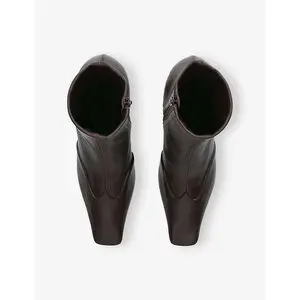 Khaite Nevada 85 Leather Ankle Boots - Dark Brown