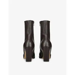 Khaite Nevada 85 Leather Ankle Boots - Dark Brown