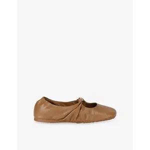 Loewe Pebble Soft Ballerina Leather Flats - Mid Brown
