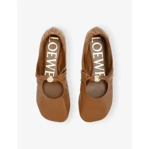 Loewe Pebble Soft Ballerina Leather Flats - Mid Brown