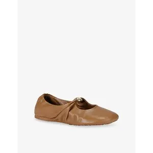 Loewe Pebble Soft Ballerina Leather Flats - Mid Brown