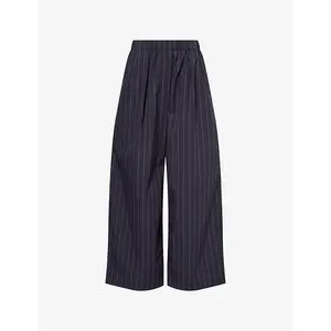 ST. AGNI Striped Relaxed-fit Cotton-blend Trousers