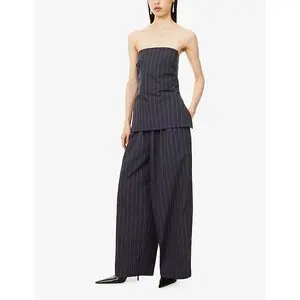 ST. AGNI Striped Relaxed-fit Cotton-blend Trousers
