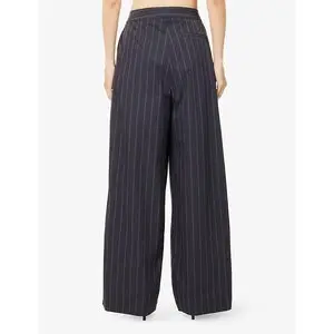 ST. AGNI Striped Relaxed-fit Cotton-blend Trousers