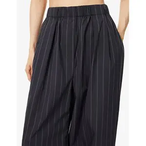 ST. AGNI Striped Relaxed-fit Cotton-blend Trousers