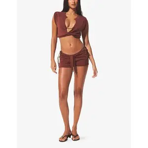 SKIMS Cotton-jersey Tie-front Shorts - Henna