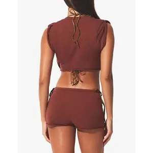 SKIMS Cotton-jersey Tie-front Shorts - Henna