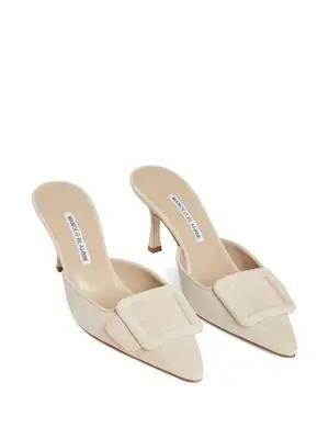 Manolo Blahnik Buckle-detail Suede Mules