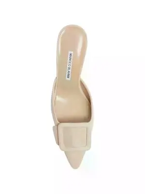 Manolo Blahnik Buckle-detail Suede Mules - Neutrals