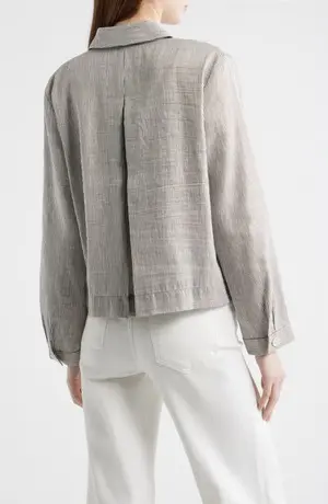 Eileen Fisher Linen Blend A-line Jacket - Wren