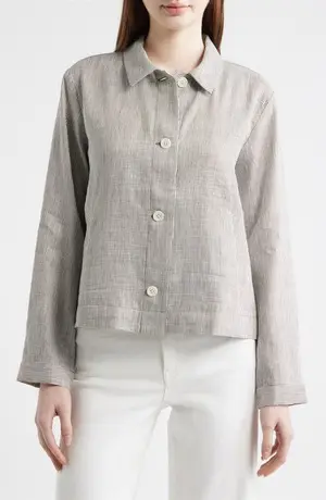 Eileen Fisher Linen Blend A-line Jacket - Wren