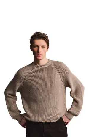 Naadam Cotton Fisherman Raglan Crewneck Sweater