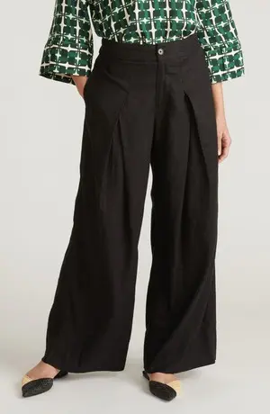 Universal Standard Marley Pleated Wide Leg Pants - Black