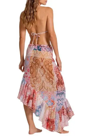 Cosita Linda Printed Ruffle Cover-up Midi Skirt