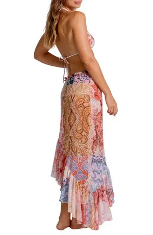 Cosita Linda Printed Ruffle Cover-up Midi Skirt