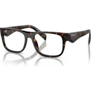 Prada 53mm Rectangle Full Rim Eyeglasses - Tortoise