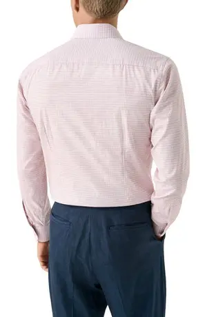 Eton Contemporary Fit Check Fine Cotton Twill Dress Shirt - Medium Orange