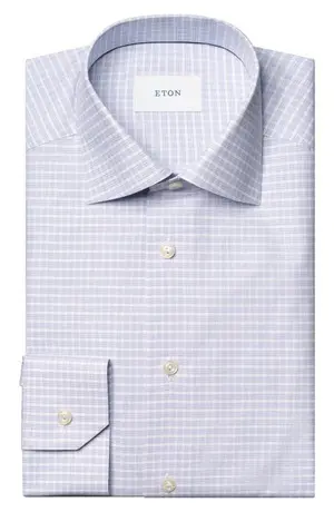 Eton Slim Fit Check Fine Cotton Twill Dress Shirt - Medium Purple