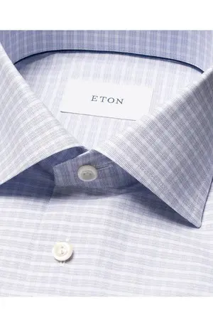 Eton Slim Fit Check Fine Cotton Twill Dress Shirt - Medium Purple