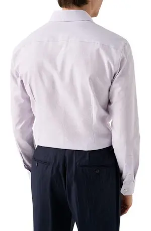 Eton Contemporary Fit Check Cotton Twill Dress Shirt - Light Purple