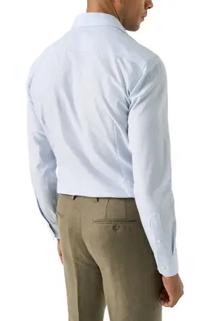 Eton Slim Fit Check Cotton Twill Dress Shirt