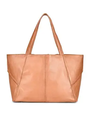 OLD TREND Wishbone Oversized Leather Carryall Tote - Butter