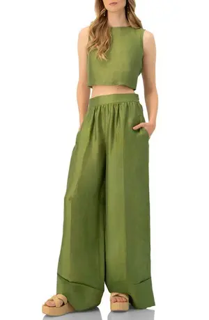 IVONNE Linen Maxi Wide-leg Pants