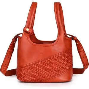 OLD TREND Lily Handwoven Leather Tote - Orange