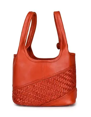 OLD TREND Lily Handwoven Leather Tote - Orange