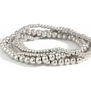 MINT & LILY Beaded Bracelet Set - Silver