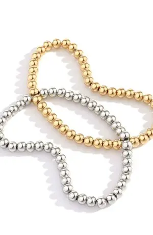 MINT & LILY Beaded Bracelet Set - Silver
