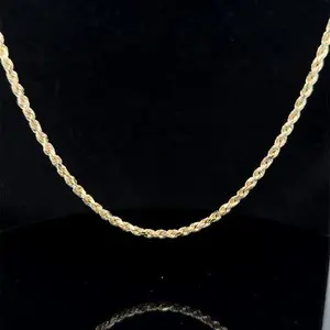 ANCONA JEWELRY 14k Gold Diamond Cut Rope Chain Necklace