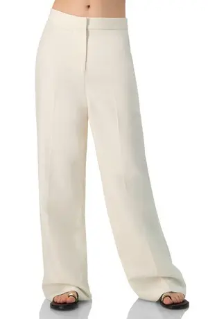 IVONNE Linen Straight-leg Pants - Ivory