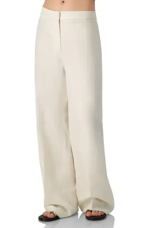 IVONNE Linen Straight-leg Pants - Ivory