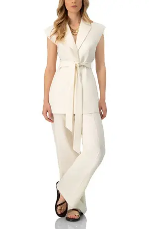 IVONNE Linen Straight-leg Pants - Ivory