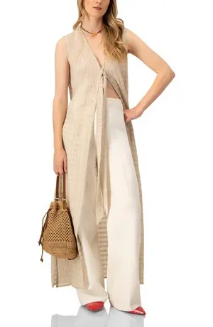 IVONNE Linen Straight-leg Pants - Ivory
