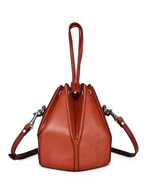 OLD TREND Moonlight Genuine Leather Bucket Bag - Cognac