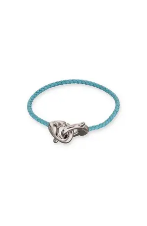 UNODE50 Sterling Plated Leather Bracelet With Interlocking Carabiner - Silver