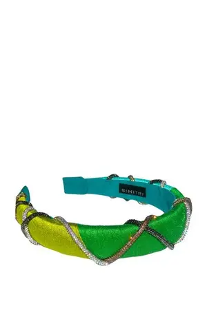 SIMITRI Braided Crystal Headband - Key Lime