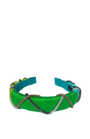 SIMITRI Braided Crystal Headband - Key Lime