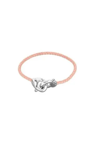 UNODE50 Leather Bracelet With Sterling -plated Carabiner Detail - Silver