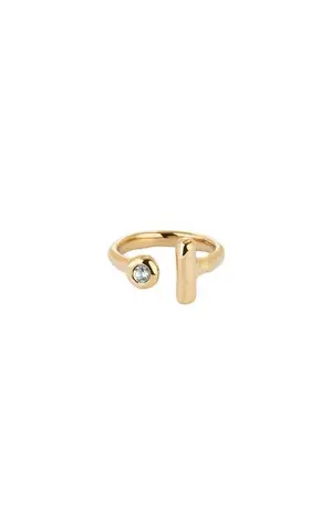 UNODE50 Open Ring With White Topaz And Bar Detail