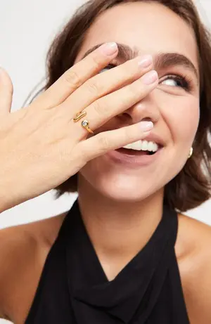 UNODE50 Open Ring With White Topaz And Bar Detail