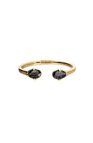 UNODE50 Rigid Bracelet With 18k Plating And Black Faceted Crystals - Gold