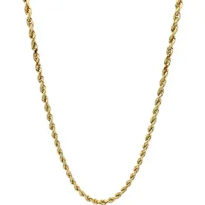 ANCONA JEWELRY 14k Gold Diamond Cut Rope Chain Necklace - Yellow