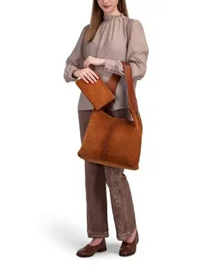 OLD TREND Hydrangea Vintage Ombre Hobo Bag - Cognac